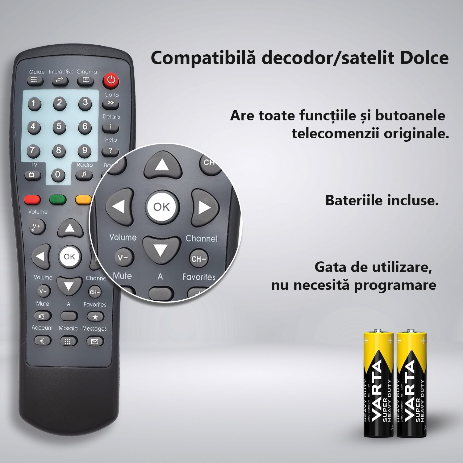 Telecomanda pentru decodor/satelit Bocu Remotes®, Compatibila Dolce ...