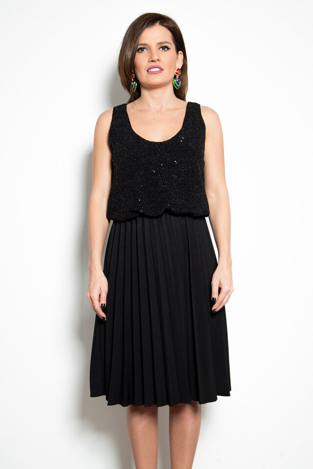 Rochie top paiete, Maralyn, midi, plisata manual, neagra, M - eMAG.ro