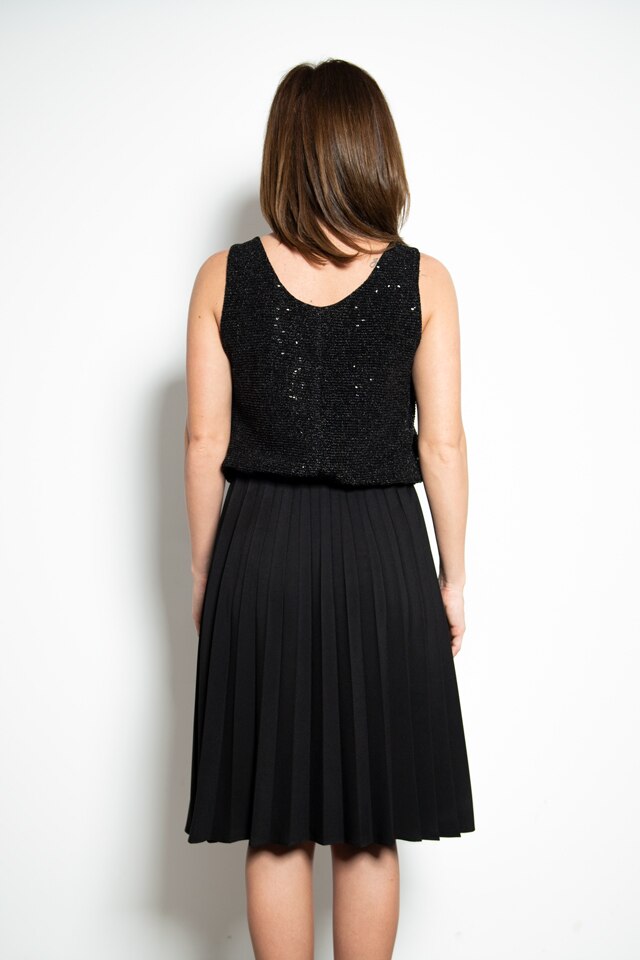 Rochie top paiete, Maralyn, midi, plisata manual, neagra, L - eMAG.ro