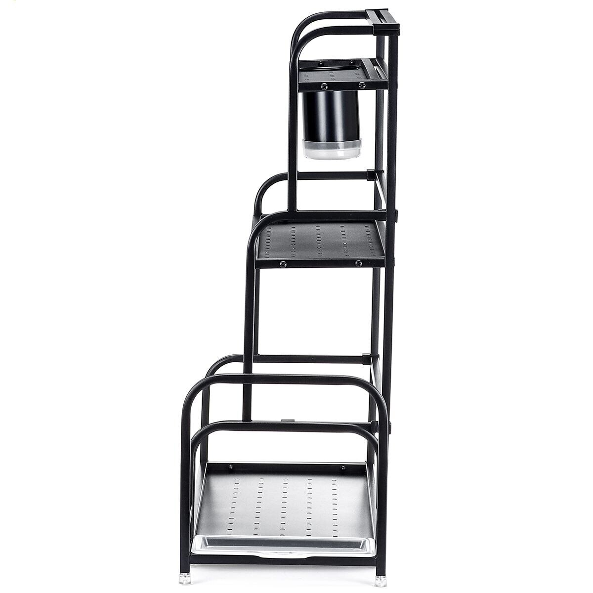 Raft organizare condimente vertical, 3 niveluri, otel inoxidabil, negru ...