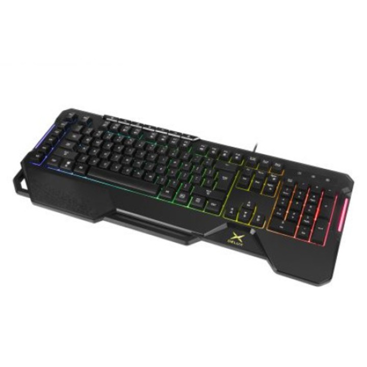 Tastatura de gaming Delux K9600U, USB, Negru, Multimedia si iluminare ...
