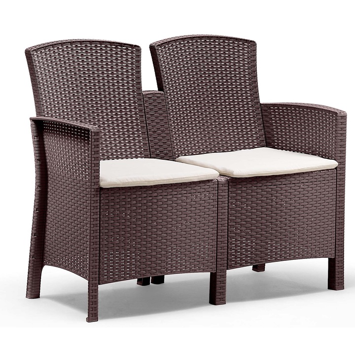 Set mobilier gradino Lido Dinner, canapea 2 locuri + 4 scaune + masa, maro - eMAG.ro