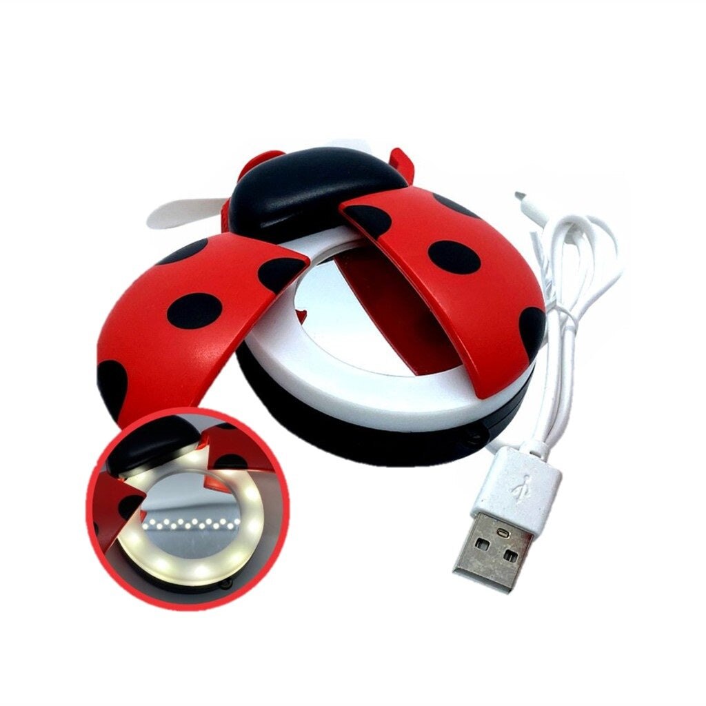 Mini Oglinda cu LED, Portabila, Functie de Ventilator, 3 Viteze ...