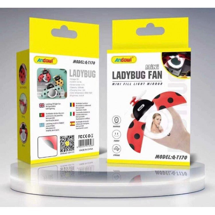 Mini Oglinda cu LED, Portabila, Functie de Ventilator, 3 Viteze ...