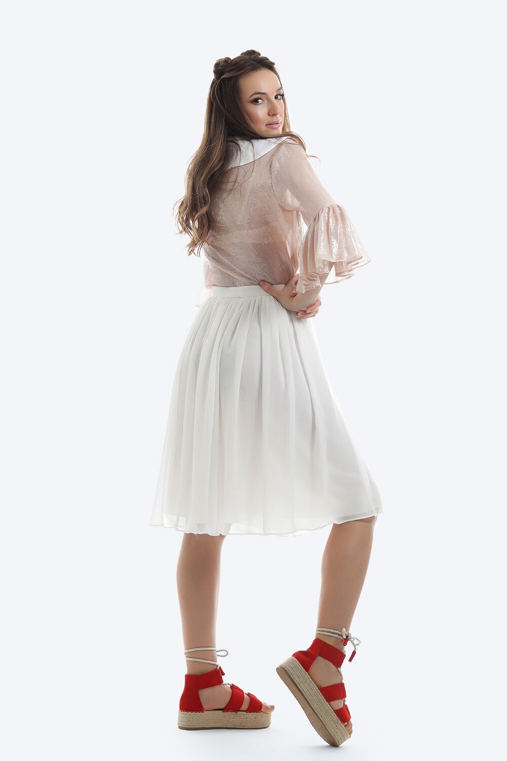 Fusta alba din voal Onibon - eMAG.ro