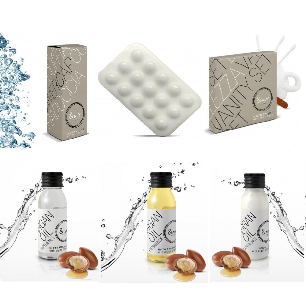 Set Cosmetice pentru Hotel cu Ulei Natural de Argan, compus din 50 x ...