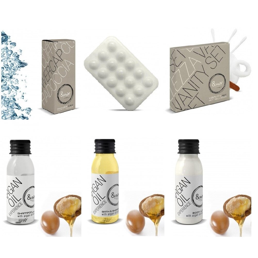 Set Cosmetice pentru Hotel cu Ulei Natural de Argan, compus din 50 x ...