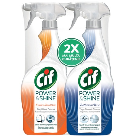 Pachet Spray degresant pentru bucatarie Cif Power&Shine, 750 ml + Spray ...