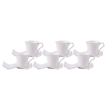 Karaca Laura 6 darabos Porcelán kávéscsésze készlet, Fehér/Arany, 90 ml ...