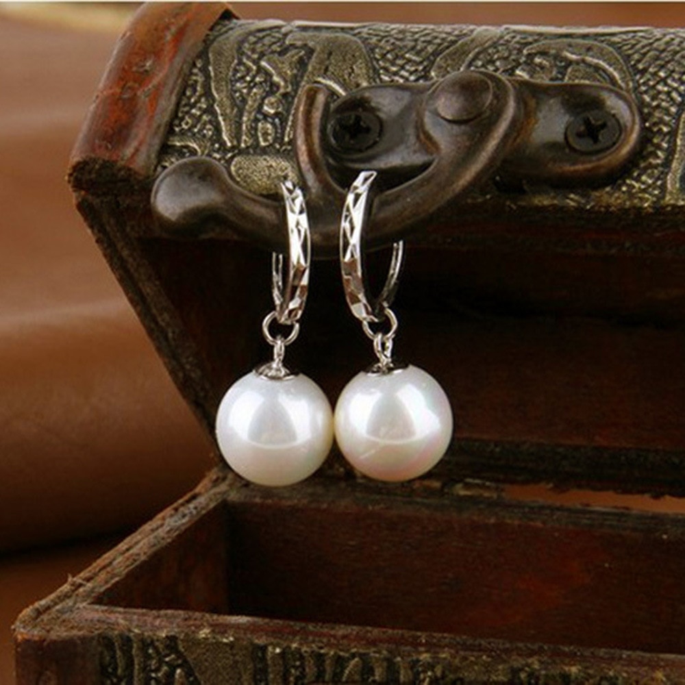 Cercei dama, Argint/Perle, 1.2 cm, Argintiu/Alb - eMAG.ro