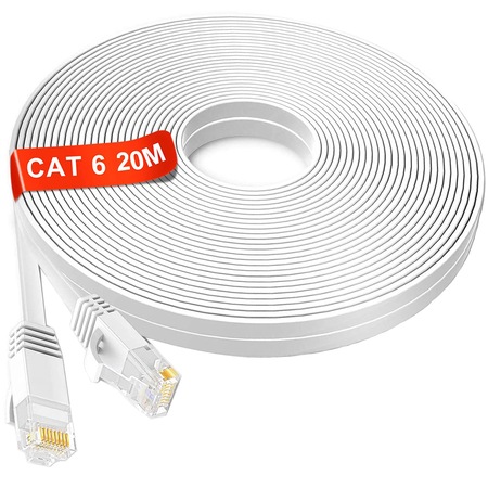 Cablu de retea UTP plat cat6, 20 metri, alb - eMAG.ro