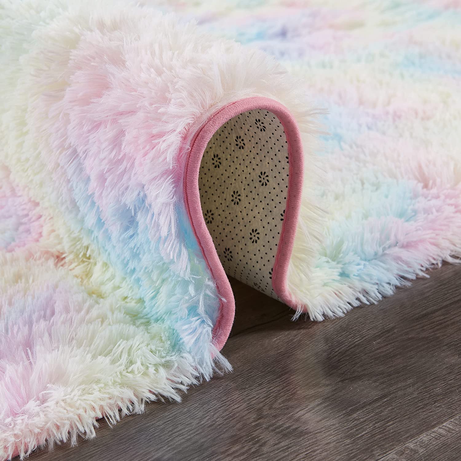 Covor moale, Flyme, Par lung, 80x160 cm, curcubeu, Poliester - eMAG.ro