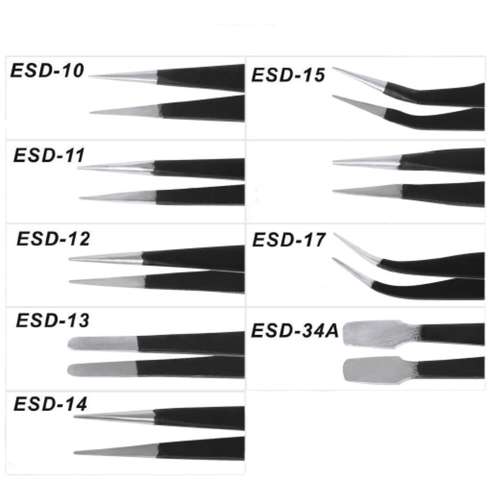 Set 9 pensete profesionale, Otel inoxidabil, Penseta antistatica ...