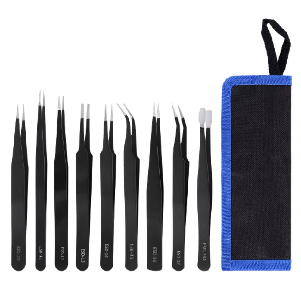 Set 9 pensete profesionale, Otel inoxidabil, Penseta antistatica ...