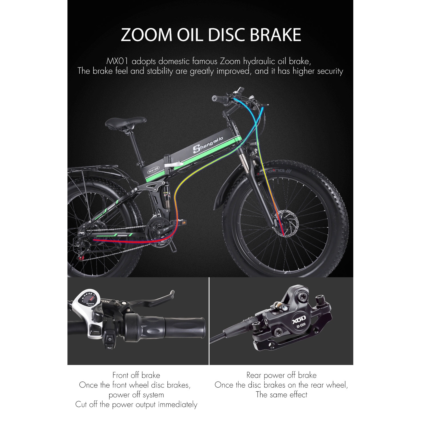 Bicicleta electrica MX01, Shengmilo, Pliabila, 26'', 1000W, 40KM/H, 7 ...
