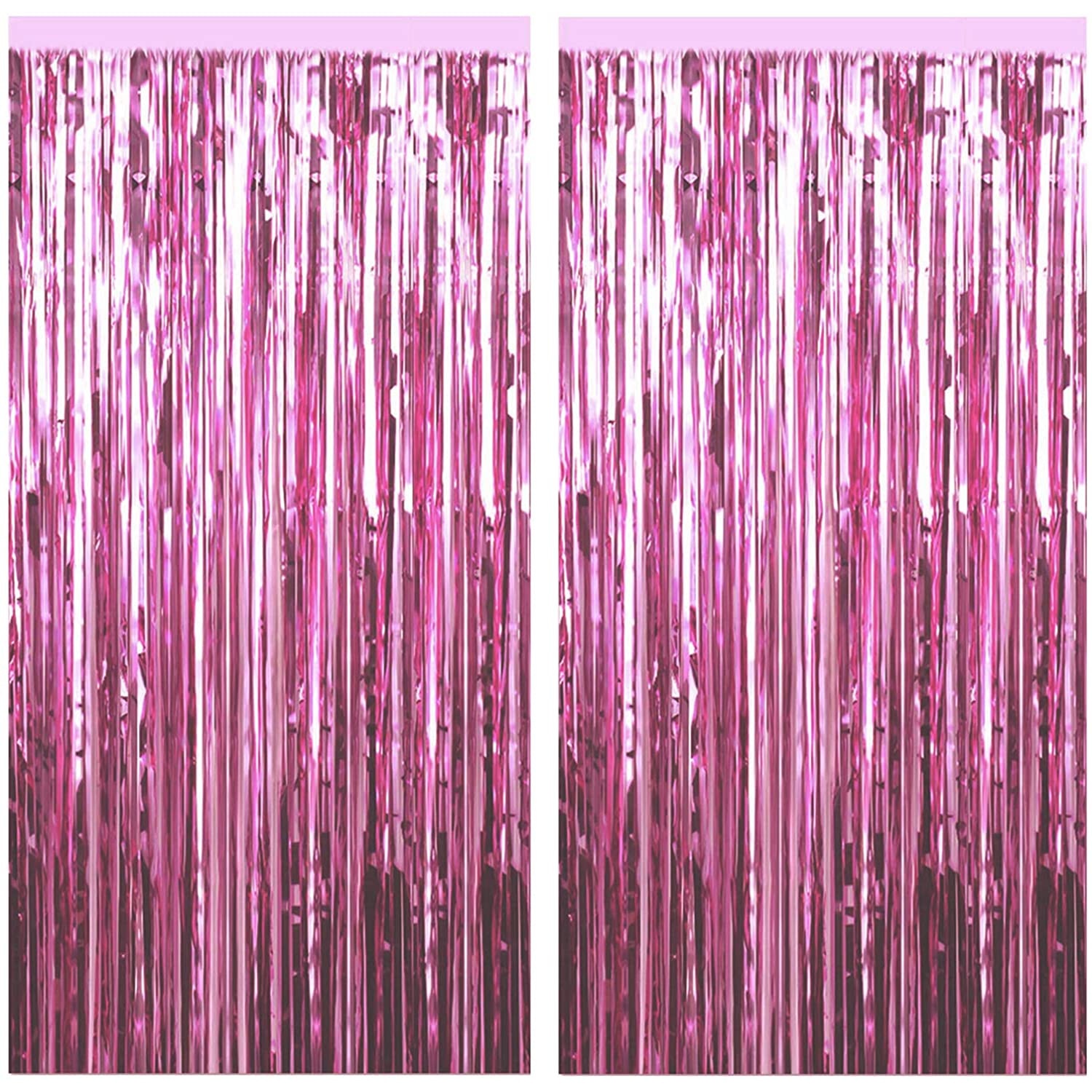 Set 2 bucati perdea decorativa, It's Party Time, din folie roz metalizat pentru petreceri ...