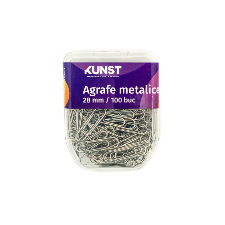 Set agrafe metalice, KUNST, 28 mm, 100 buc - eMAG.ro