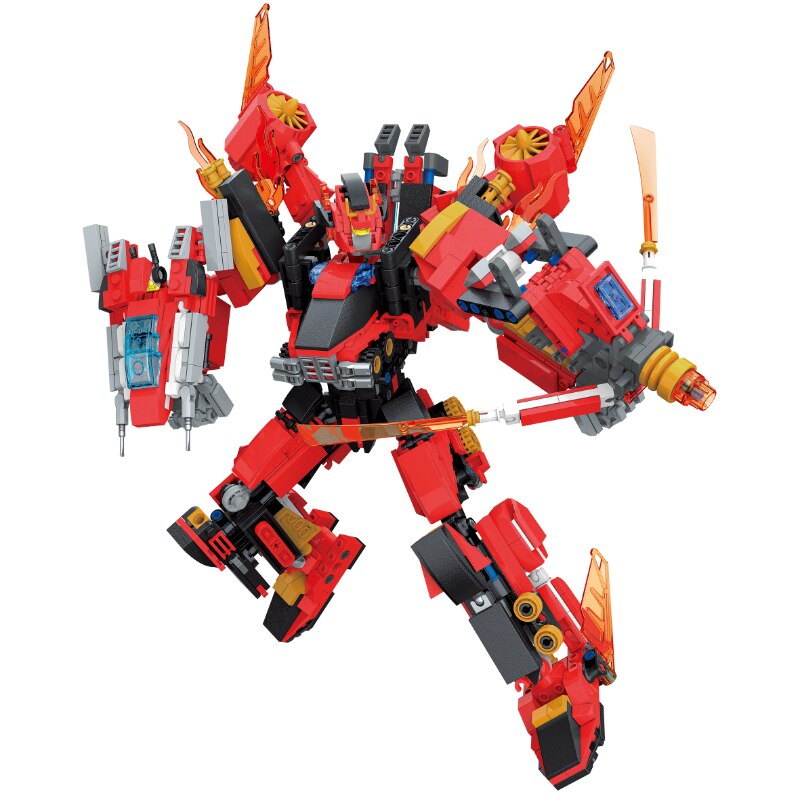 QMAN® 41305 lego-kompatibilis építőjáték, 1201 db építőkocka, 4-az-1-ben óriási szett Lángisten ...