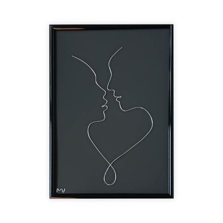 Tablou Iubire, sculptura in fir continuu de sarma placata cu Argint ...