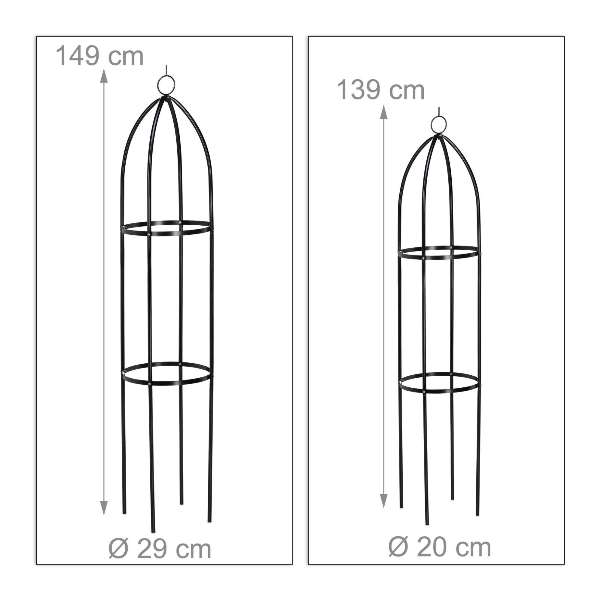 Set 2 arcade metalice de gradina pentru flori cataratoare, negru, 139 x ...