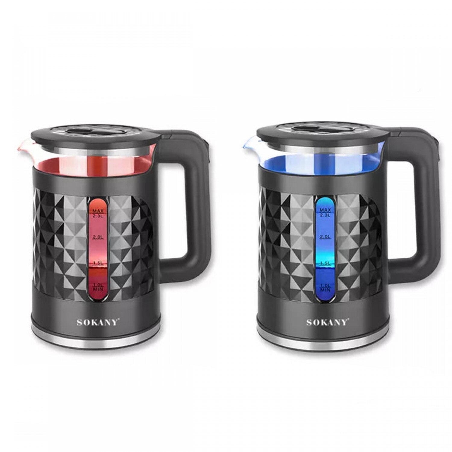 Sokany SK-1028 vízforraló, 2000W, űrtartalom 2,3L, hőmérséklet szabályzó, jelzőlámpa, fekete ...