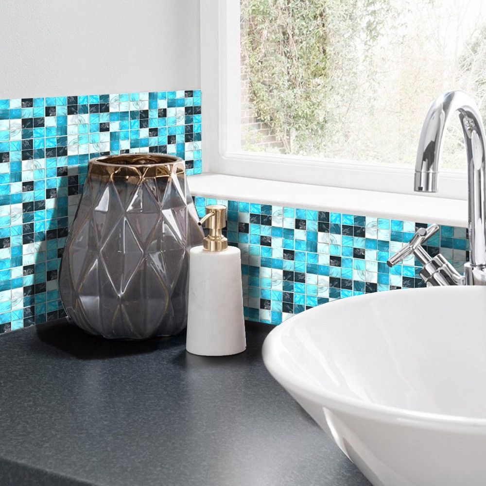 Комплект от 19 броя самозалепващи декоративни стикери за плочки 10 х 10 ...