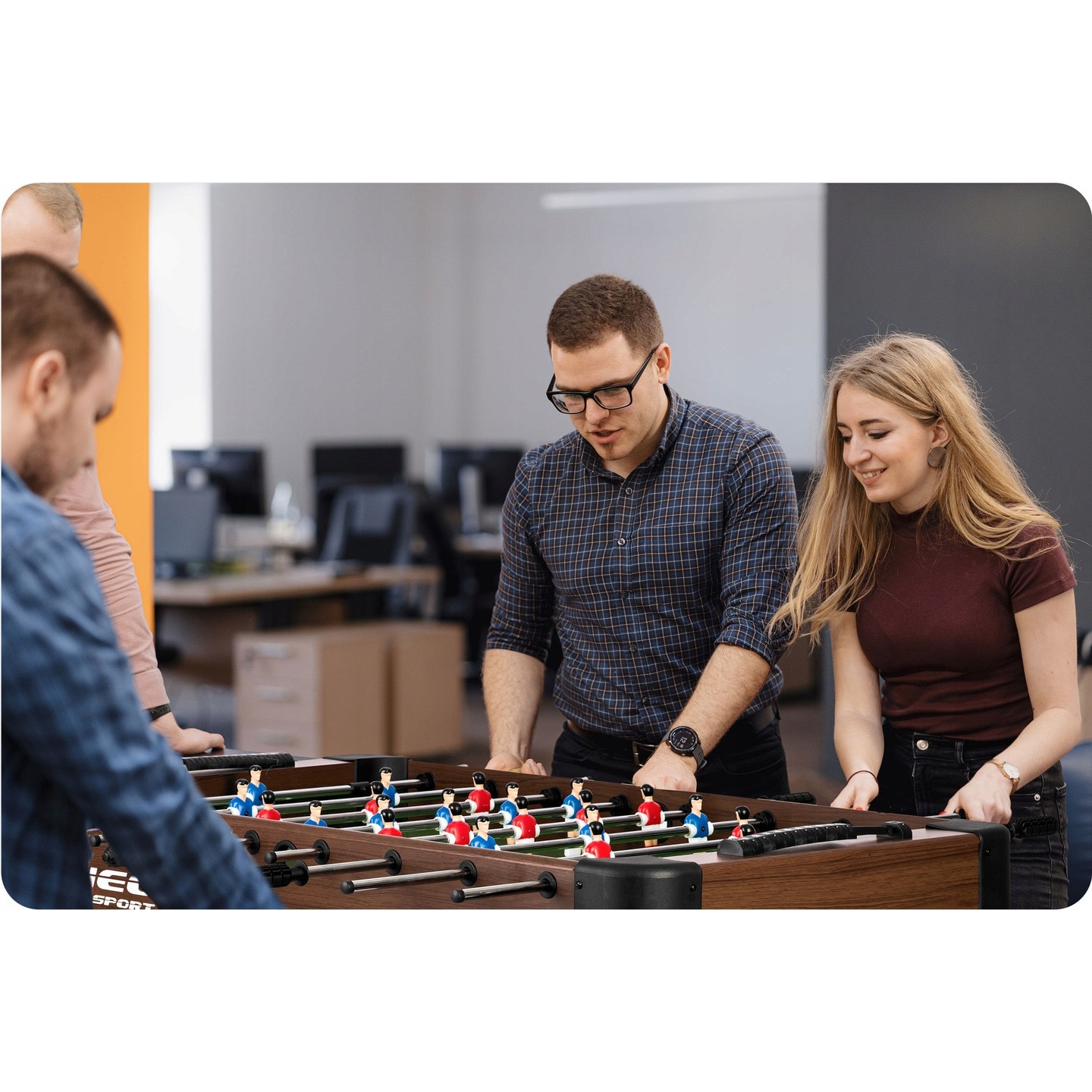 NS-804 csocsóasztal, 8 bot 22 játékossal, 2 labda, barna, 118 x 61 x 79 ...