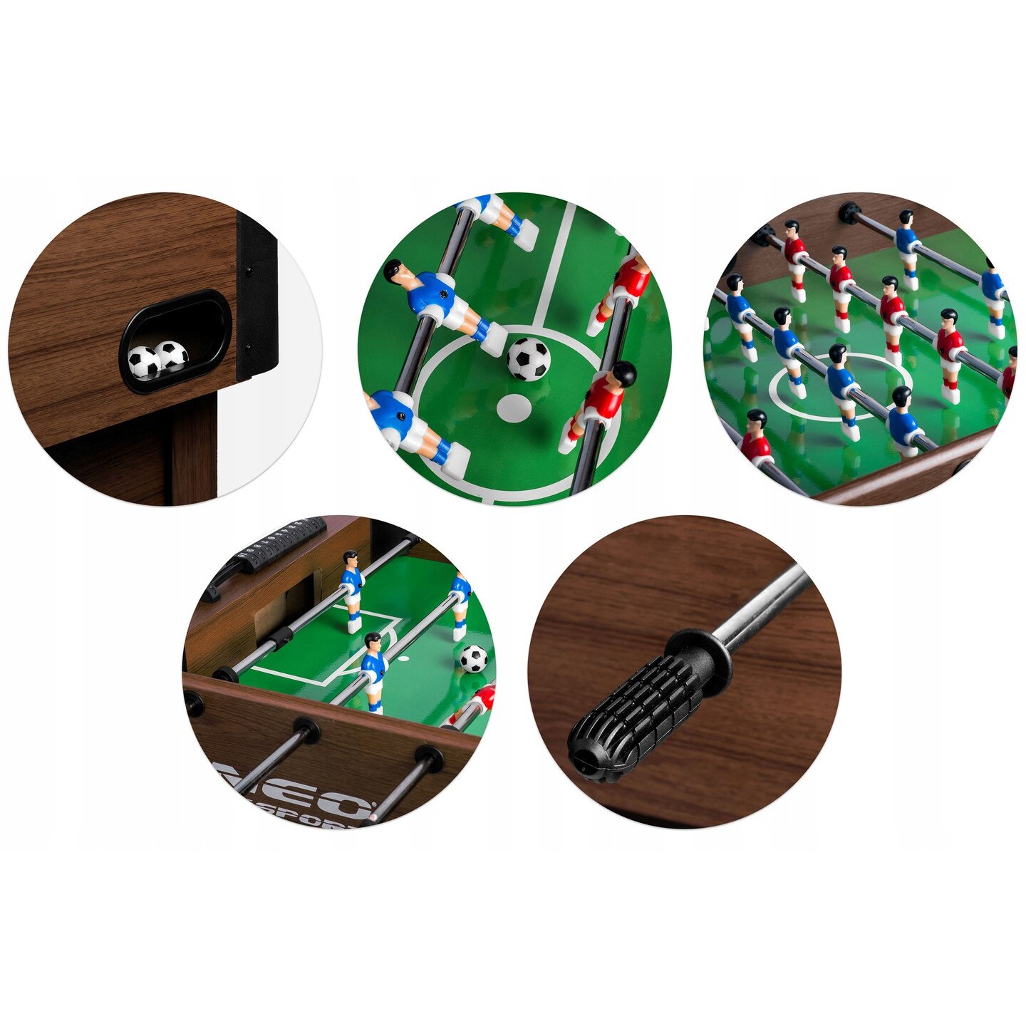 NS-804 csocsóasztal, 8 bot 22 játékossal, 2 labda, barna, 118 x 61 x 79 ...