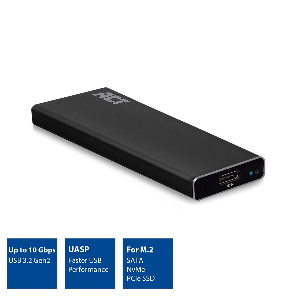 Rack HDD extern ACT AC1605, M.2 NVMe SSD, USB-C 3.1 Gen2, Negru - eMAG.ro