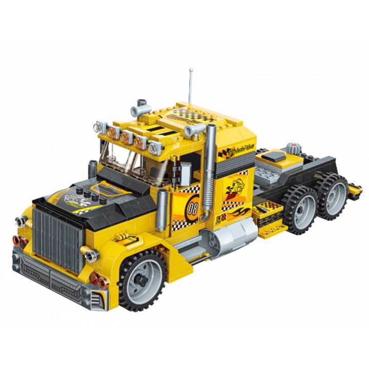 Set de constructie Lego, QMAN®, 637 blocuri, Camion Beak 3-in-1, Galben ...