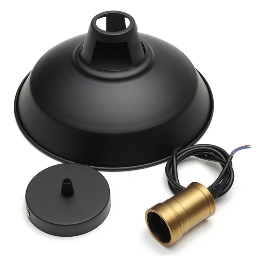 Set trei lustre, Stil industrial, Raza 27cm, E26, Inaltime reglabila ...