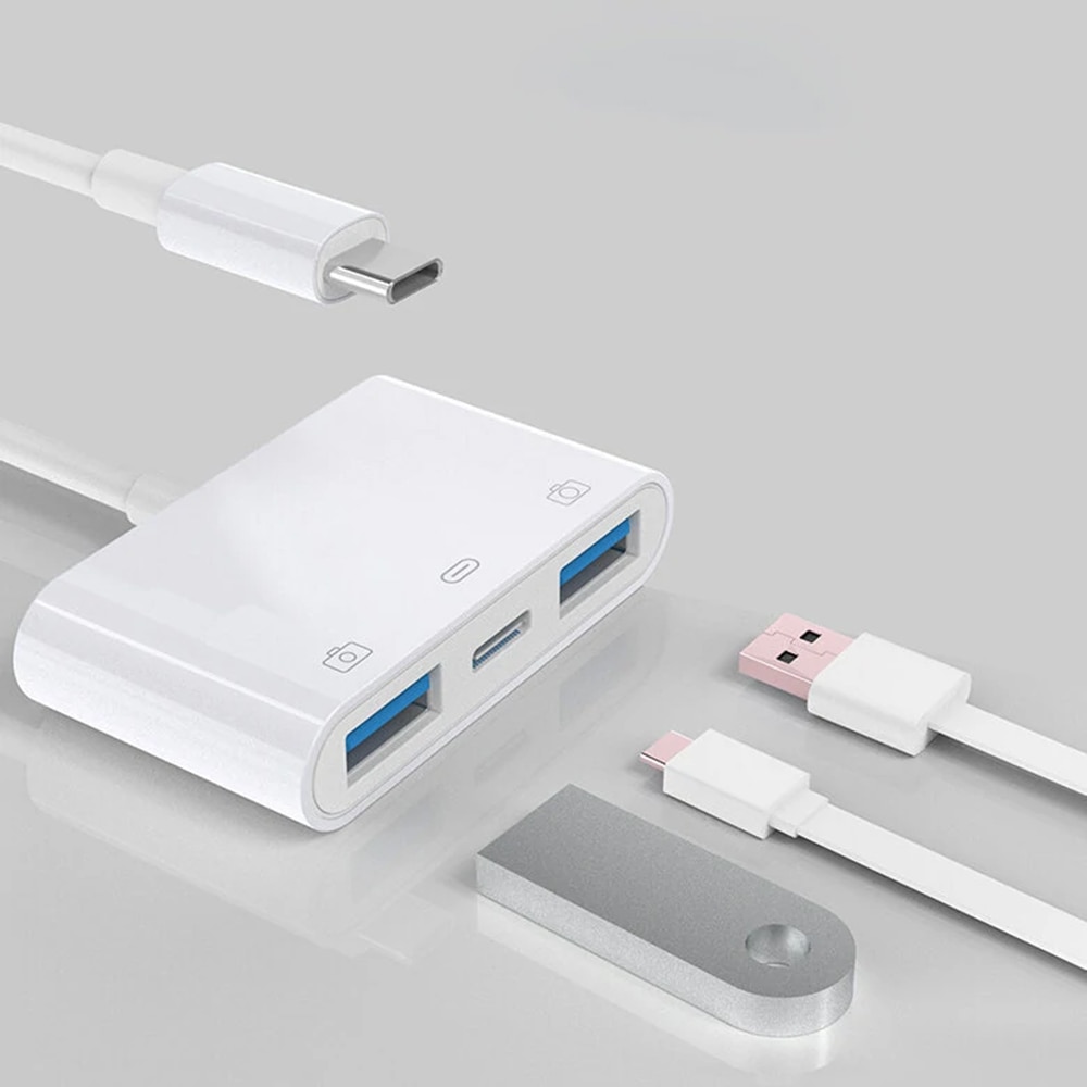 OTG адаптер от Type-C към Type-C и USB x 2, преносим, Fonix Plug & Play ...
