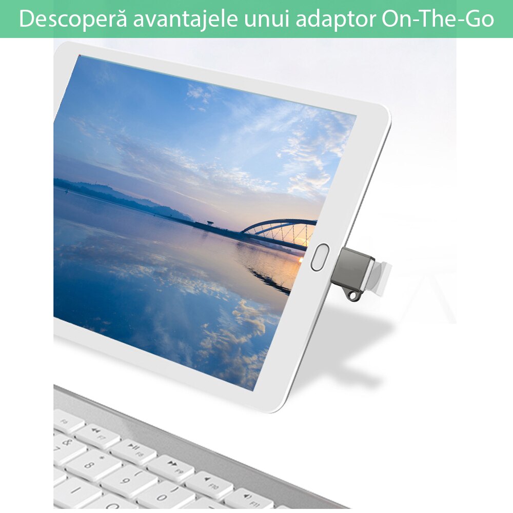 Mini USB-C към USB OTG адаптер, преносим, захранване и пренос на данни ...