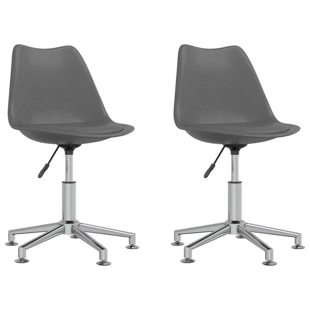 Set Scaune de masa pivotante, 2 buc., gri, piele ecologica, structura ...