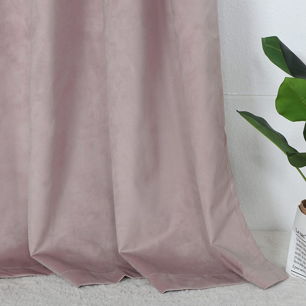 Set draperii din catifea cu inele negre, Madison, 250x225 cm, densitate ...