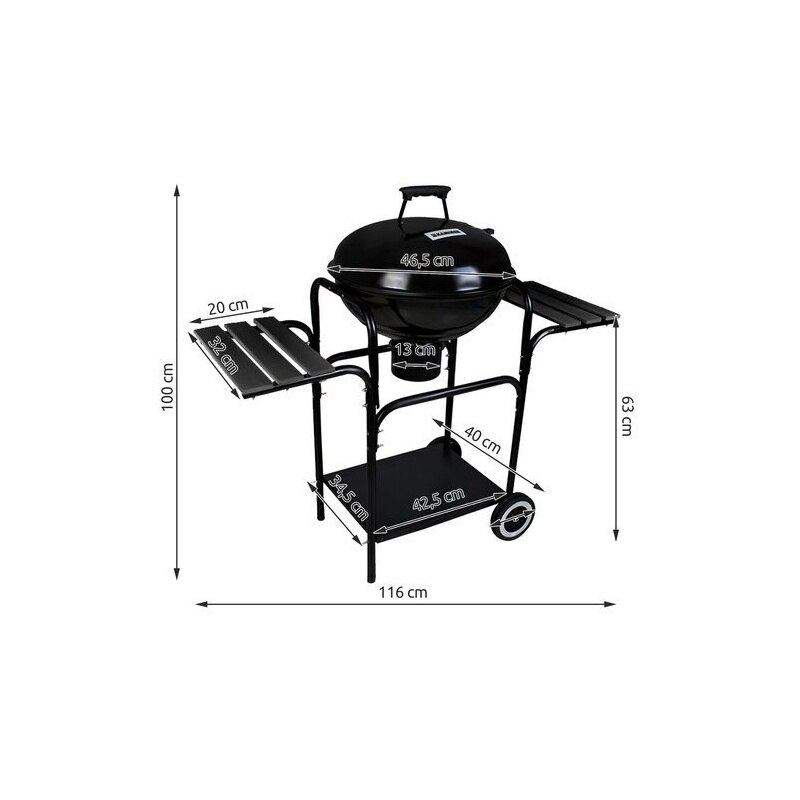 Gratar de gradina cu capac - 116 x 40 x 100 cm - eMAG.ro