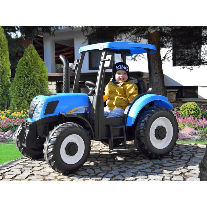 Távirányítós elektromos traktor kék színben 200W - eMAG.hu