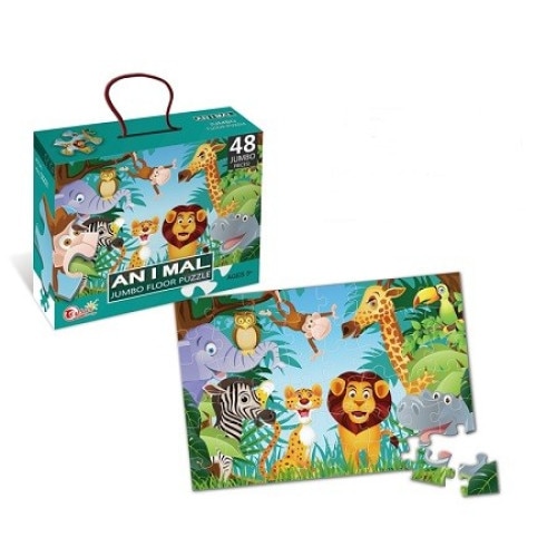 Joc educativ tip Puzzle, Animale salbatice in jungla, 48 piese - eMAG.ro