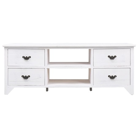 Comoda TV, Lemn masiv, 108x30x40 cm, Alb - eMAG.ro