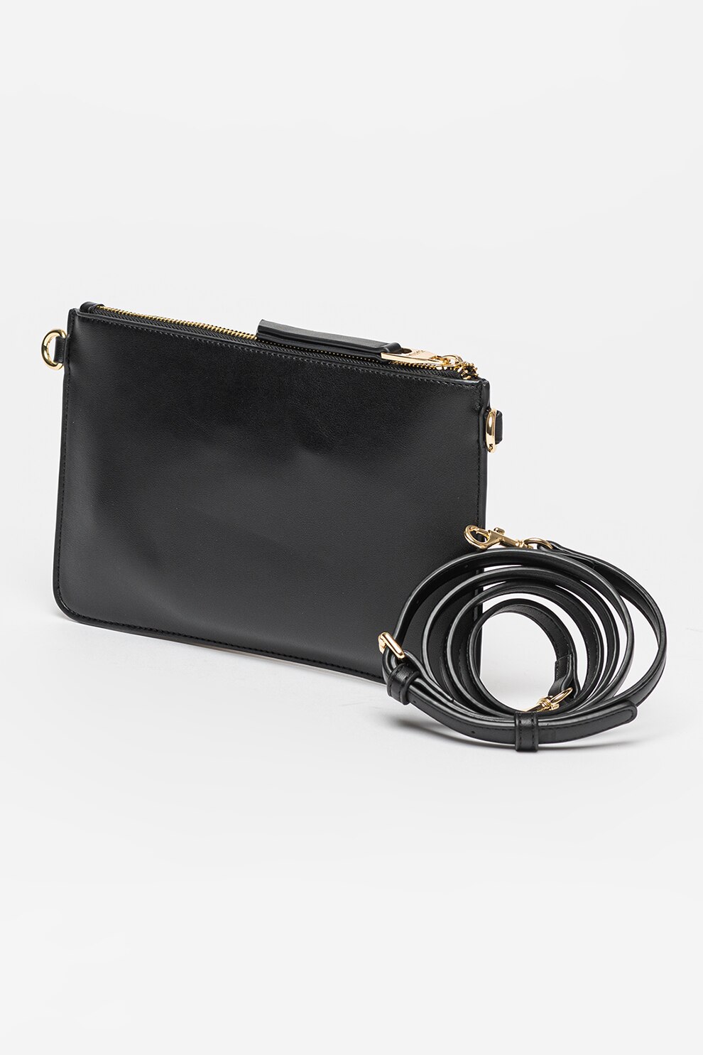 Versace Jeans Couture, Geanta crossbody cu aplicatie logo metalica ...