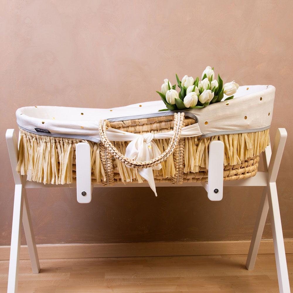 Cos bebe Childhome Moise din coji de porumb si rafie cu saltea, Husa ...