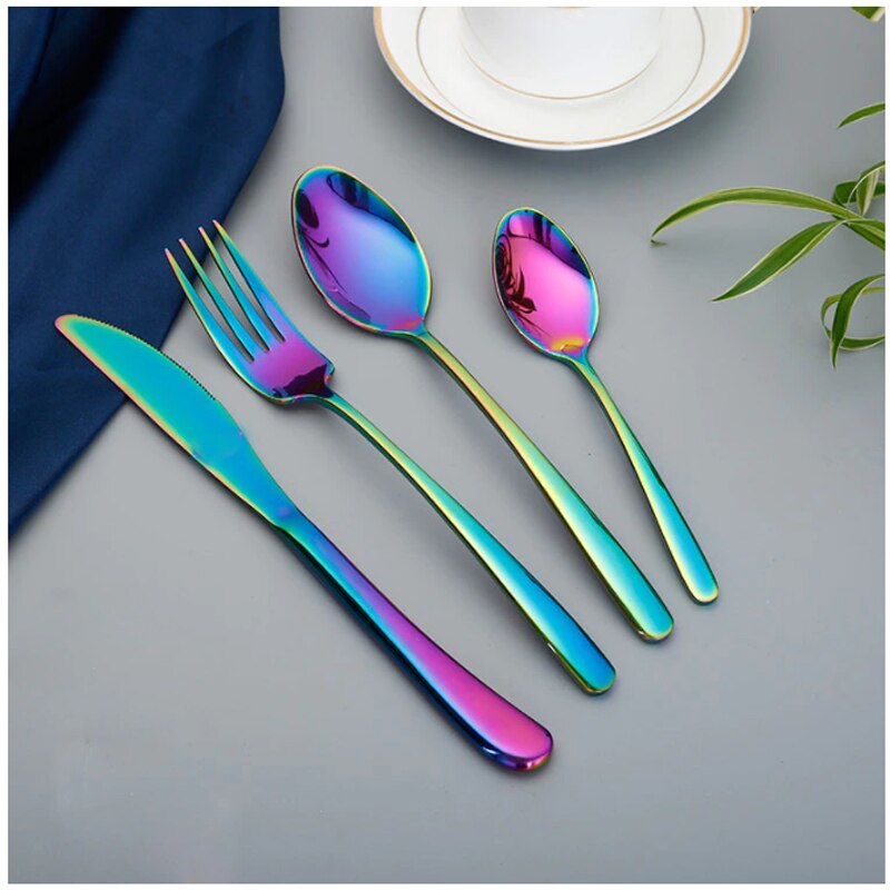 Set tacamuri pentru 6 persoane inox, 24 piese, LaiXiaoBei, Multicolor ...