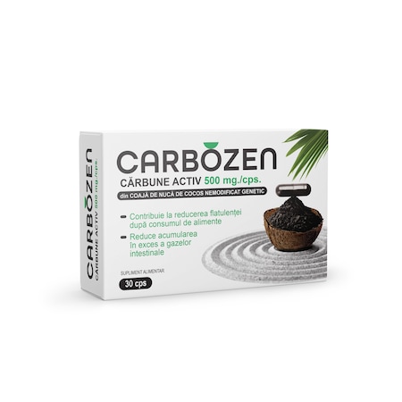 Carbozen, carbune activ 500 mg, din coaja de nuca de cocos nemodificat ...
