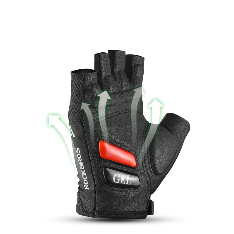 Ръкавици за колоездене, ROCKBROS, S143-BK-M, полиестер, противоплъзгащи ...