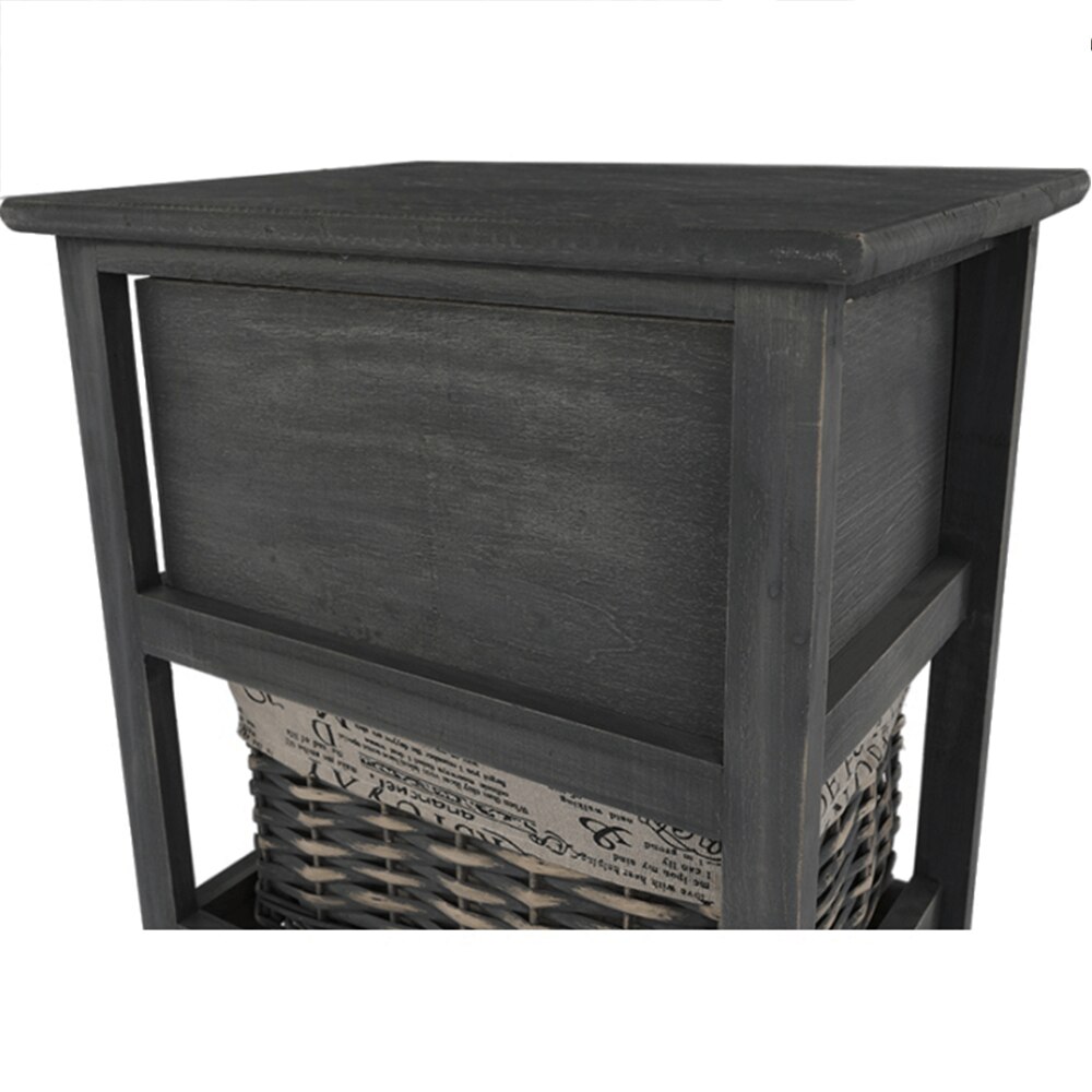 Comoda 2 cosuri rachita 1 sertar lemn gri Darkie 40x29x63 cm - eMAG.ro