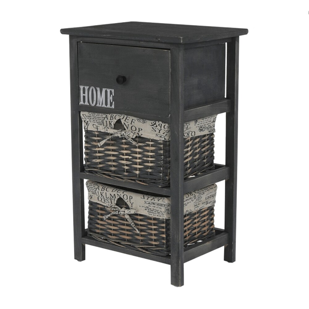 Comoda 2 cosuri rachita 1 sertar lemn gri Darkie 40x29x63 cm - eMAG.ro