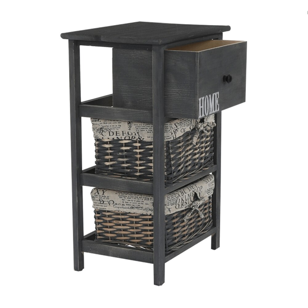 Comoda 2 cosuri rachita 1 sertar lemn gri Darkie 40x29x63 cm - eMAG.ro