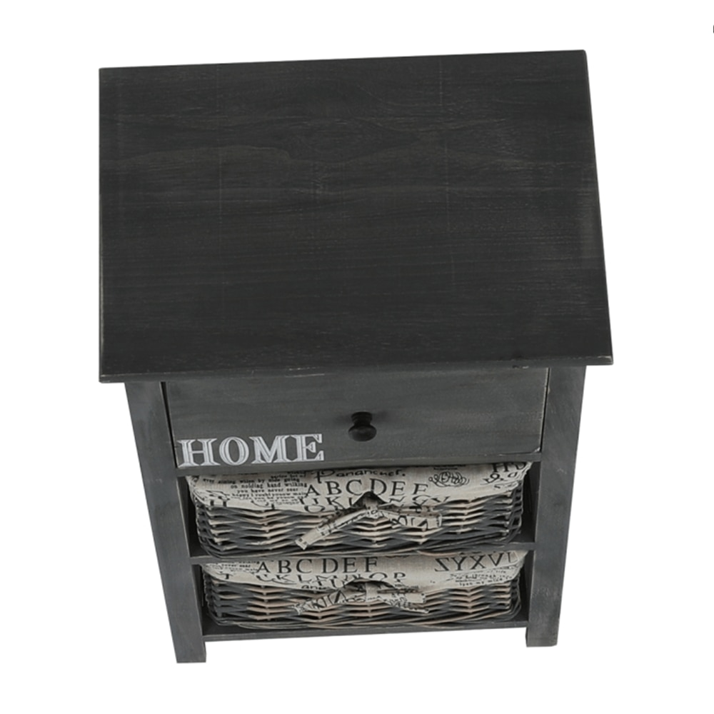 Comoda 2 cosuri rachita 1 sertar lemn gri Darkie 40x29x63 cm - eMAG.ro