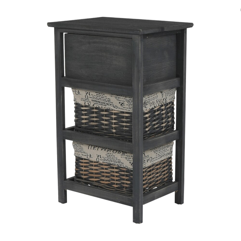 Comoda 2 cosuri rachita 1 sertar lemn gri Darkie 40x29x63 cm - eMAG.ro