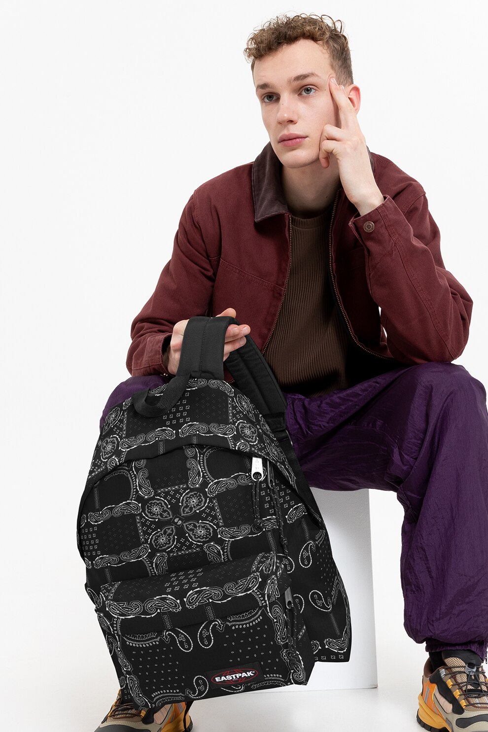 Eastpak, Rucsac unisex dublat cu model paisley Pak'r, Negru - eMAG.ro
